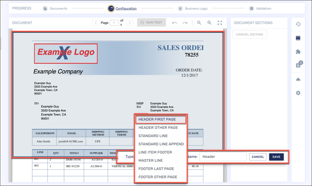 Creating and Modifying Sections in Configuration Studio